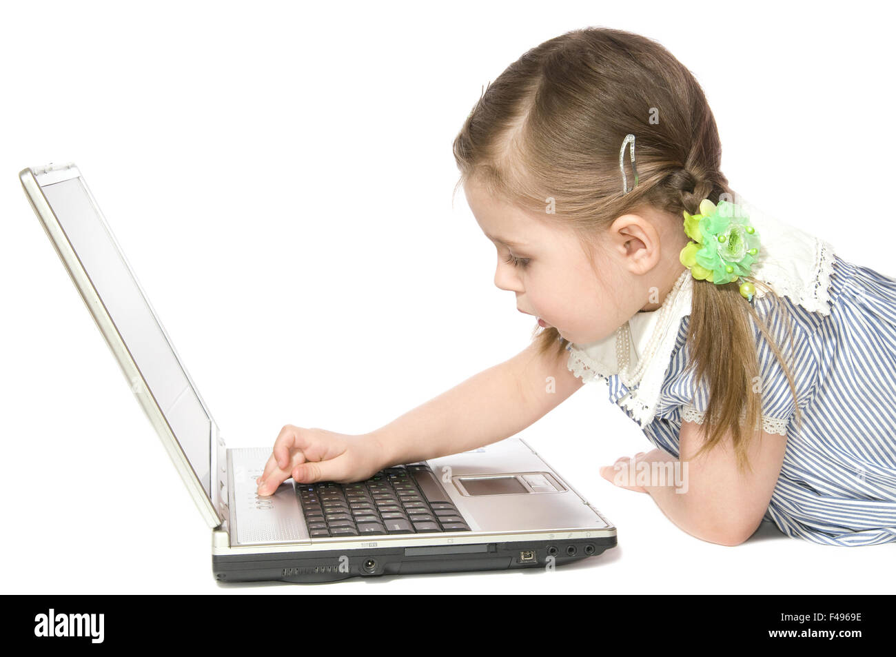 little girl with computer Stock Photo - Alamy