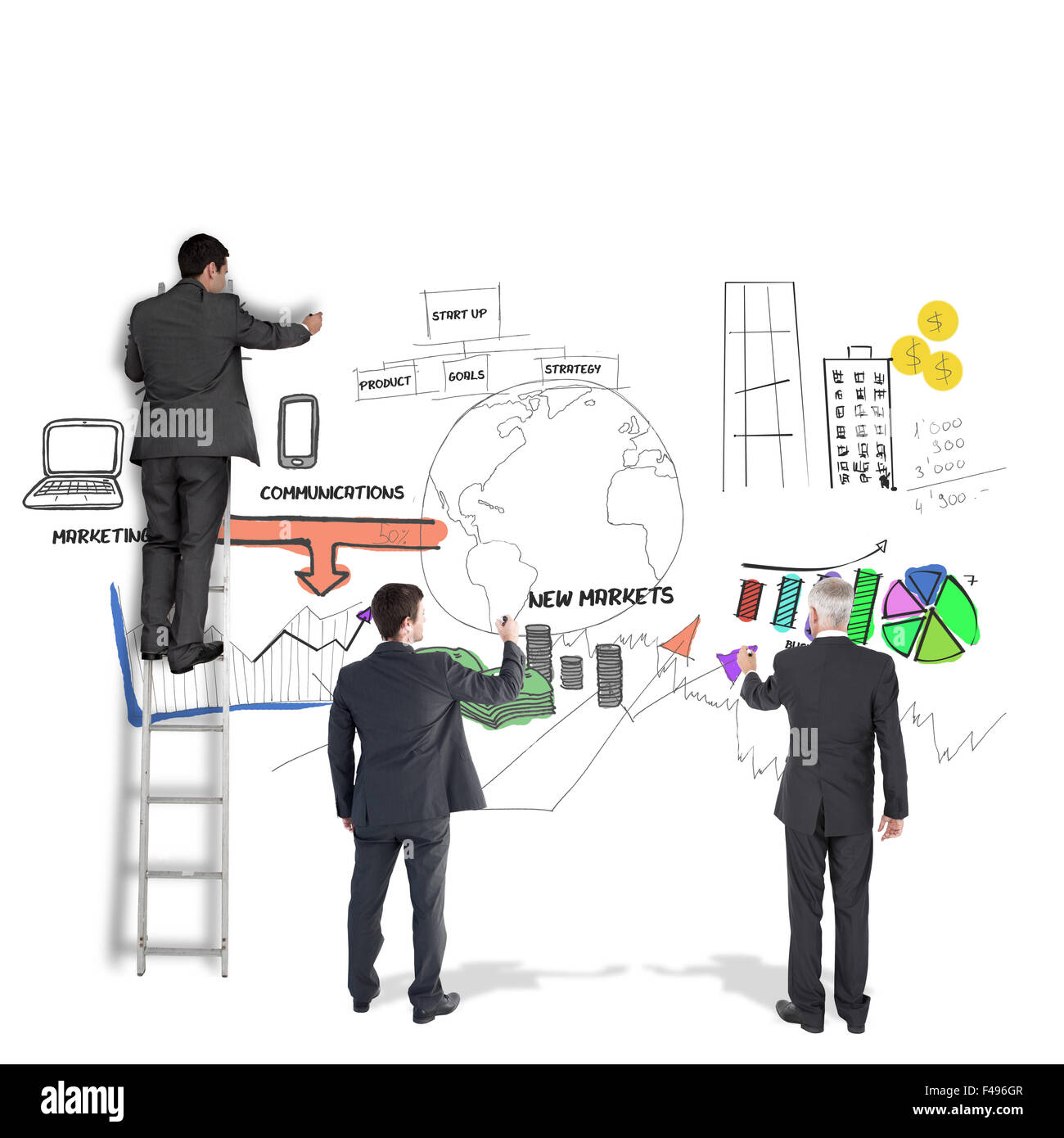 Composite image of business team writing Stock Photo - Alamy