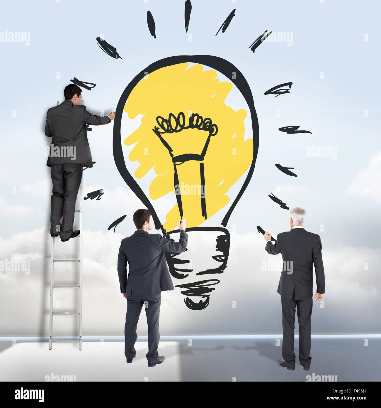 Composite image of business team writing Stock Photo - Alamy