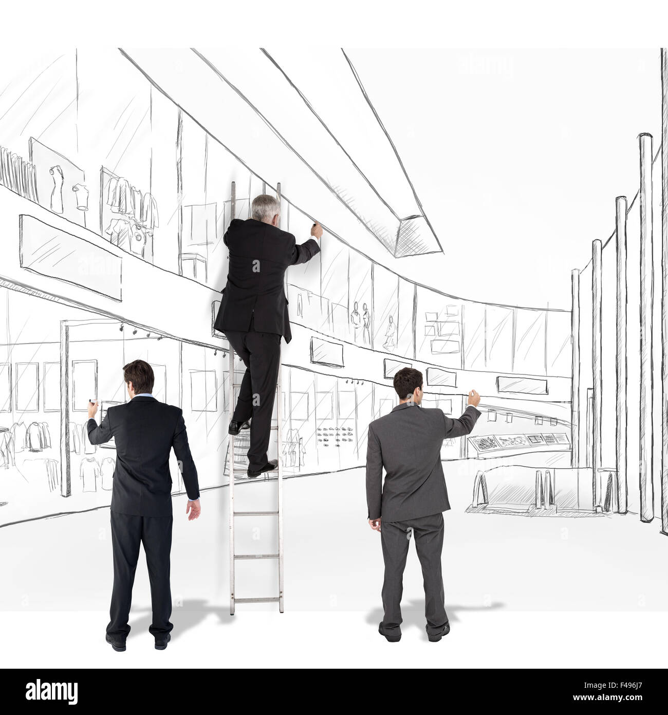 Composite image of business team writing Stock Photo - Alamy