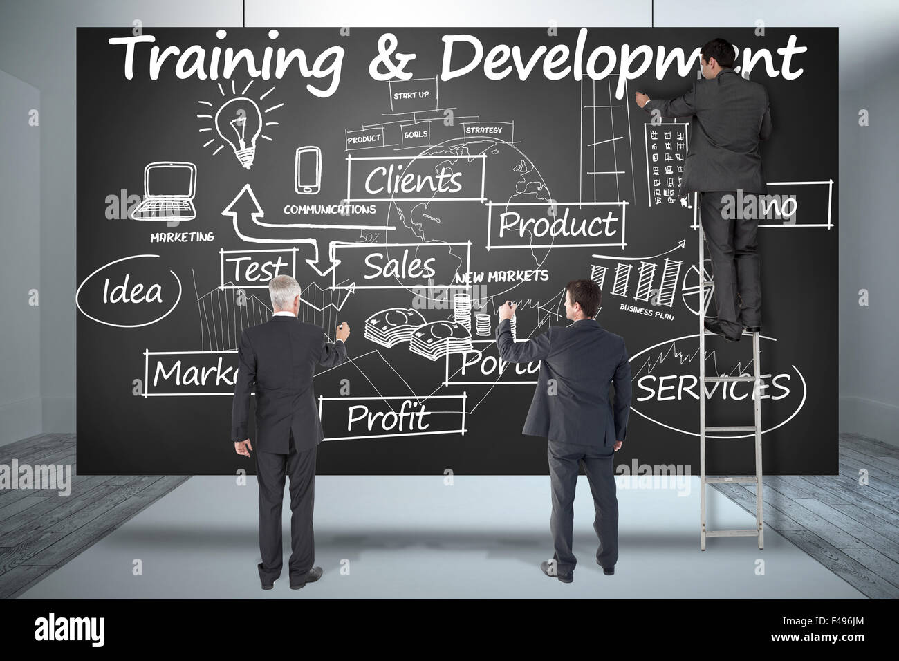 Composite image of business team writing Stock Photo - Alamy