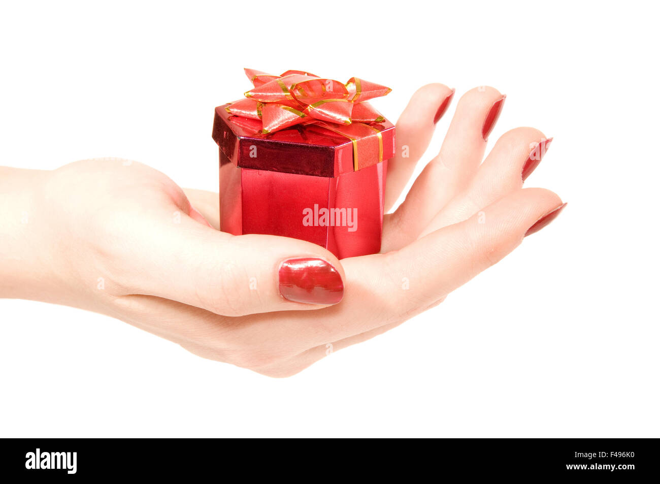 Box with a gift in hand Stock Photo - Alamy