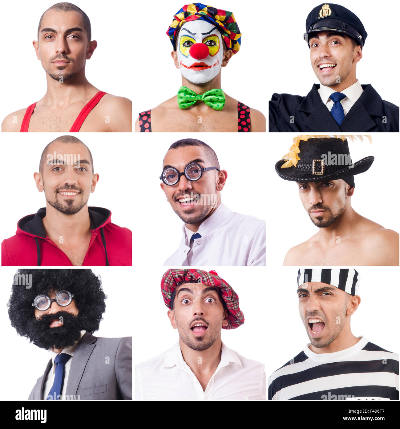 Collage of many faces from same model Stock Photo - Alamy