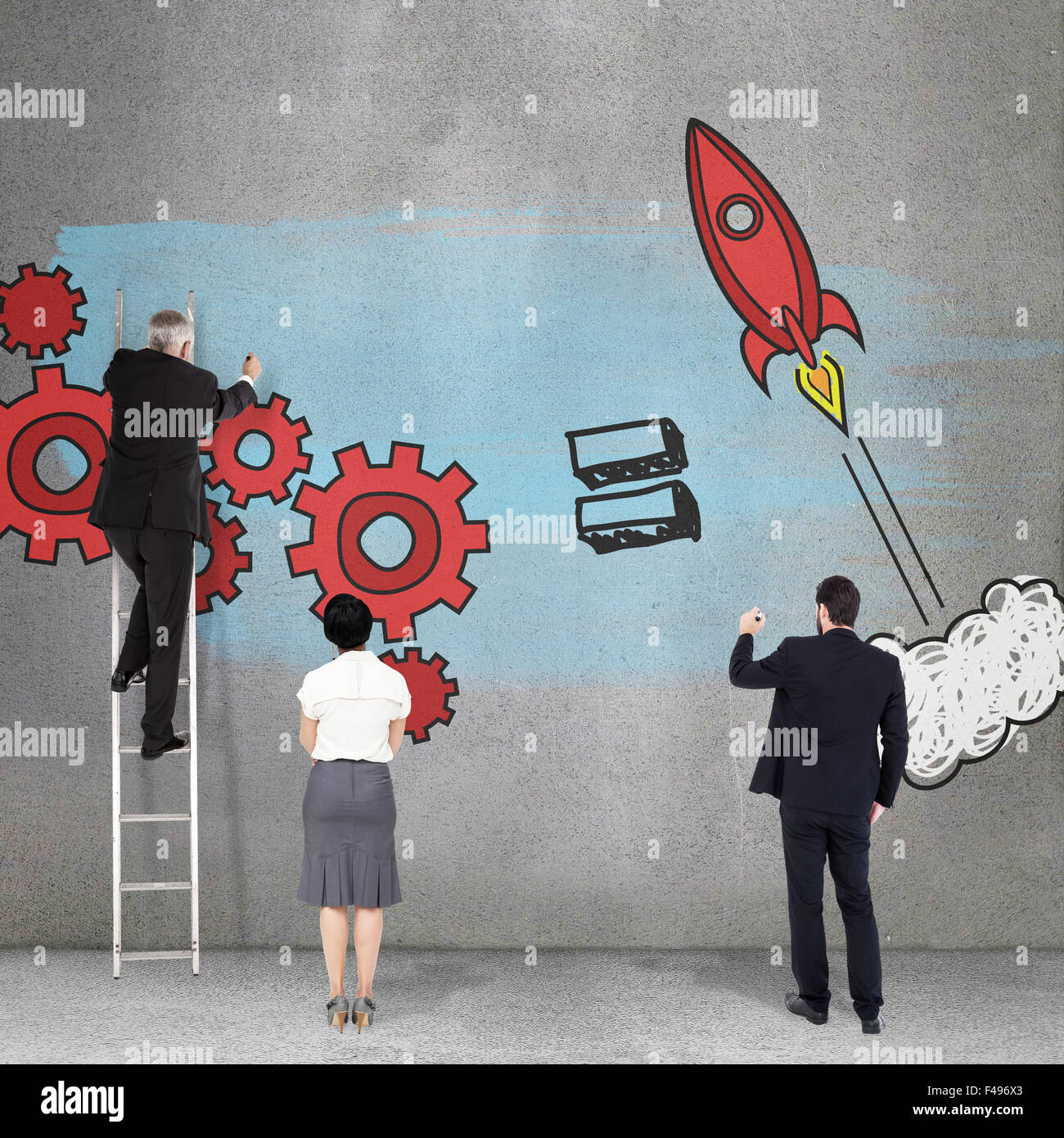 Composite image of business team writing Stock Photo - Alamy