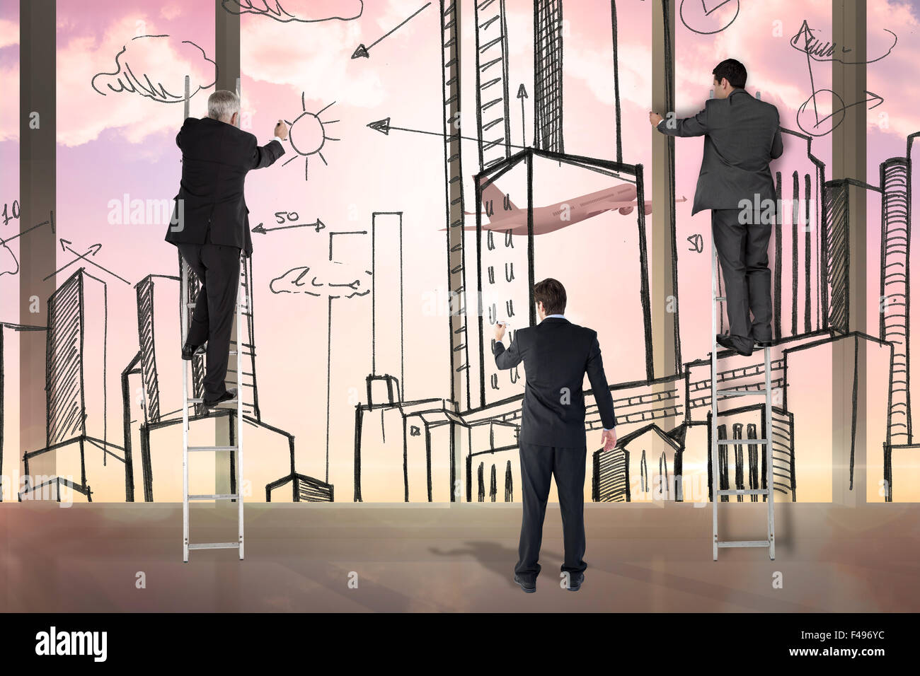 Composite image of business team writing Stock Photo - Alamy