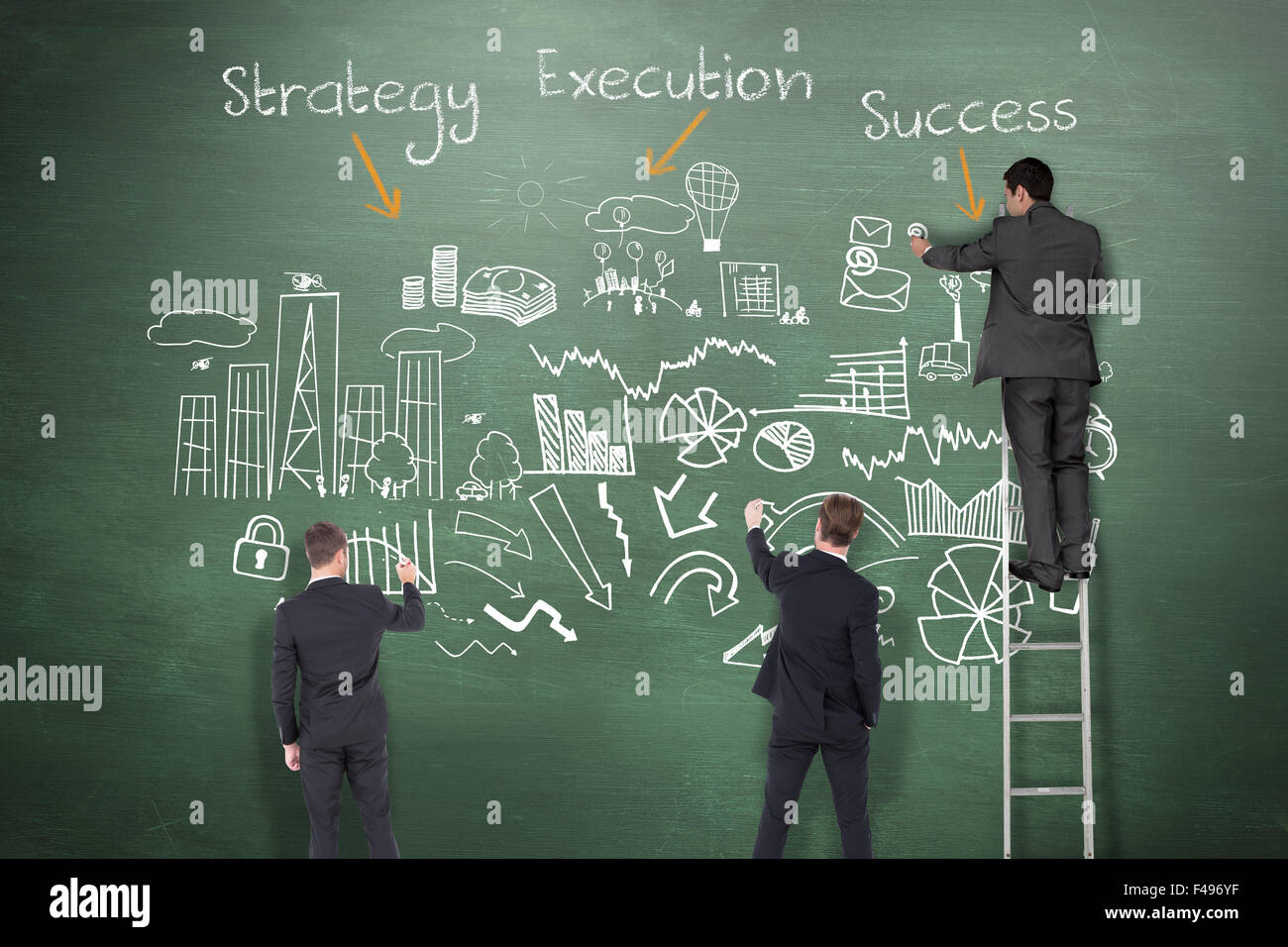 Composite image of business team writing Stock Photo - Alamy