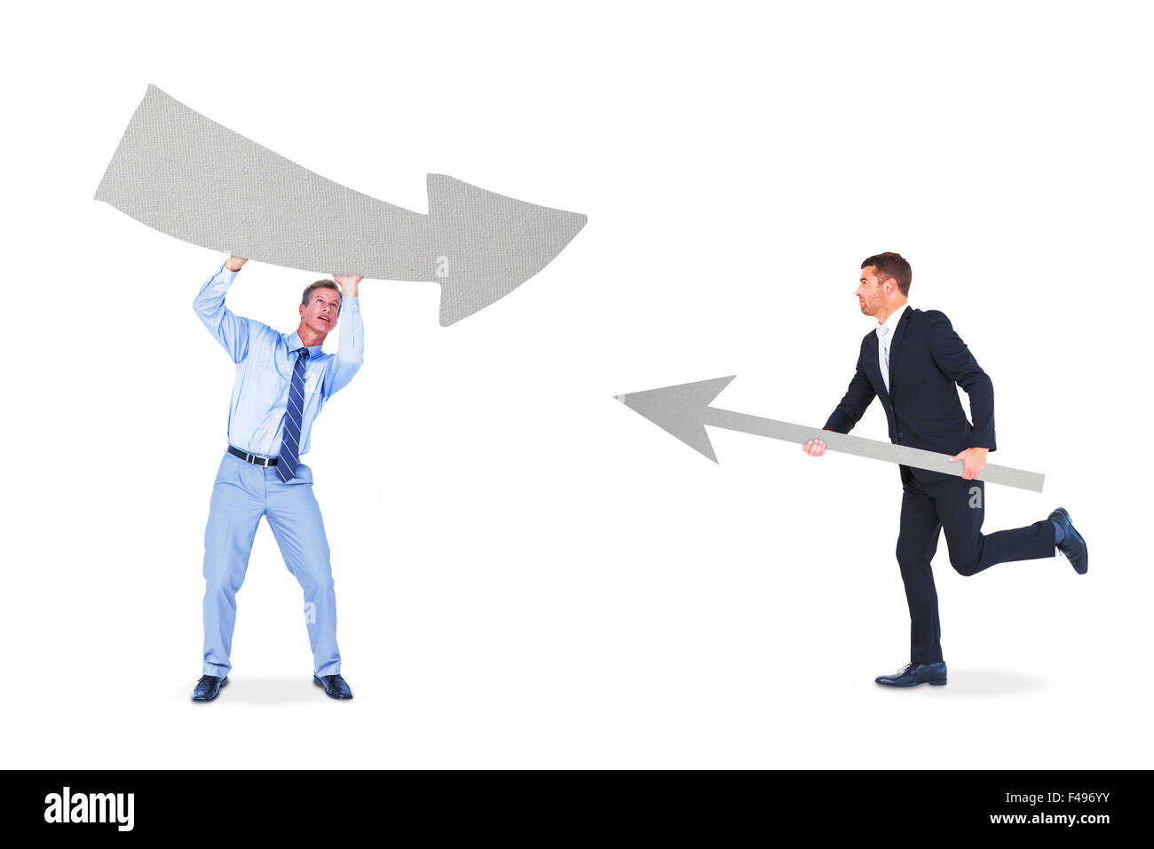 Businessmen with arrows in hands Stock Photo - Alamy