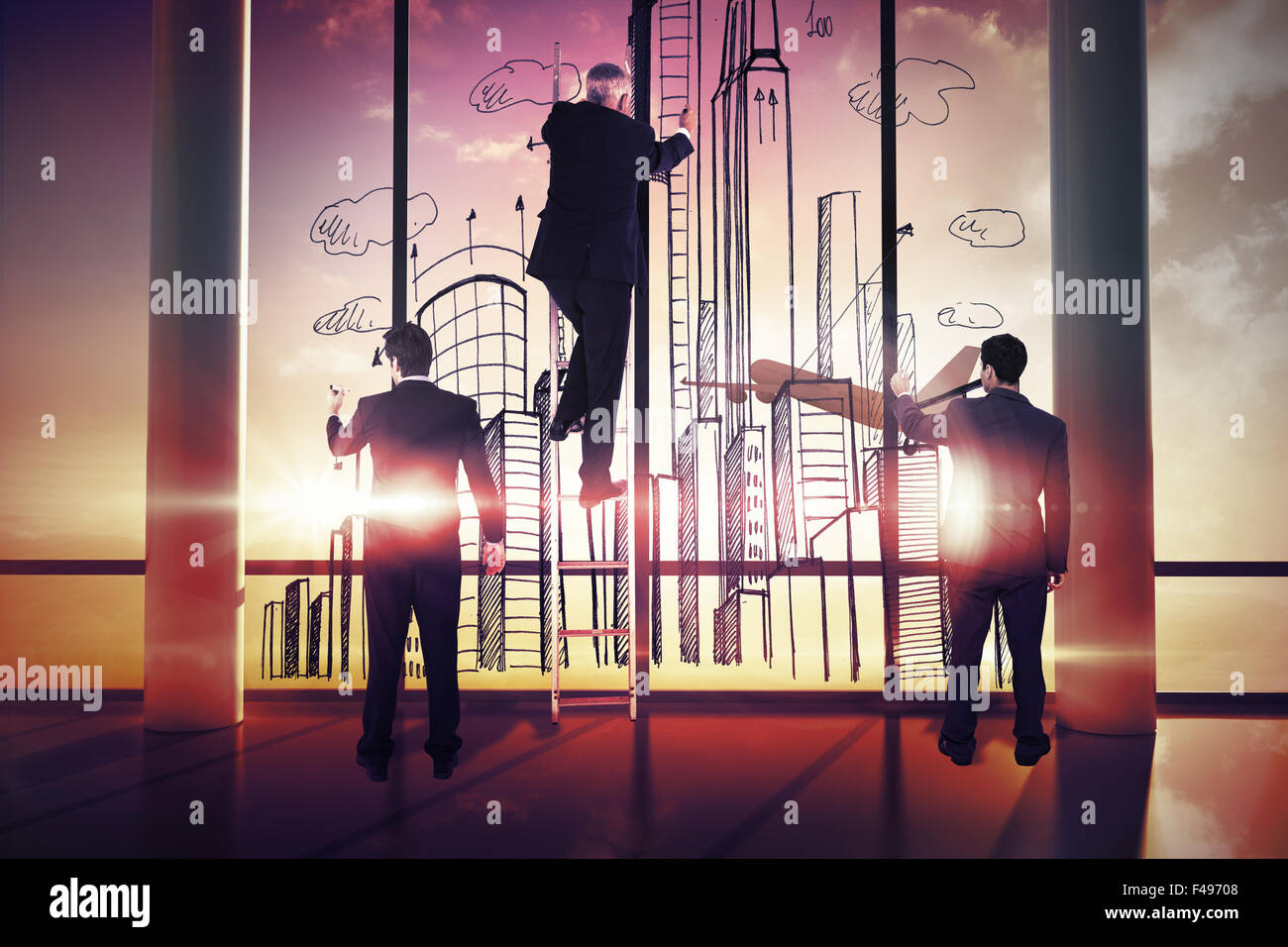 Composite image of business team writing Stock Photo - Alamy