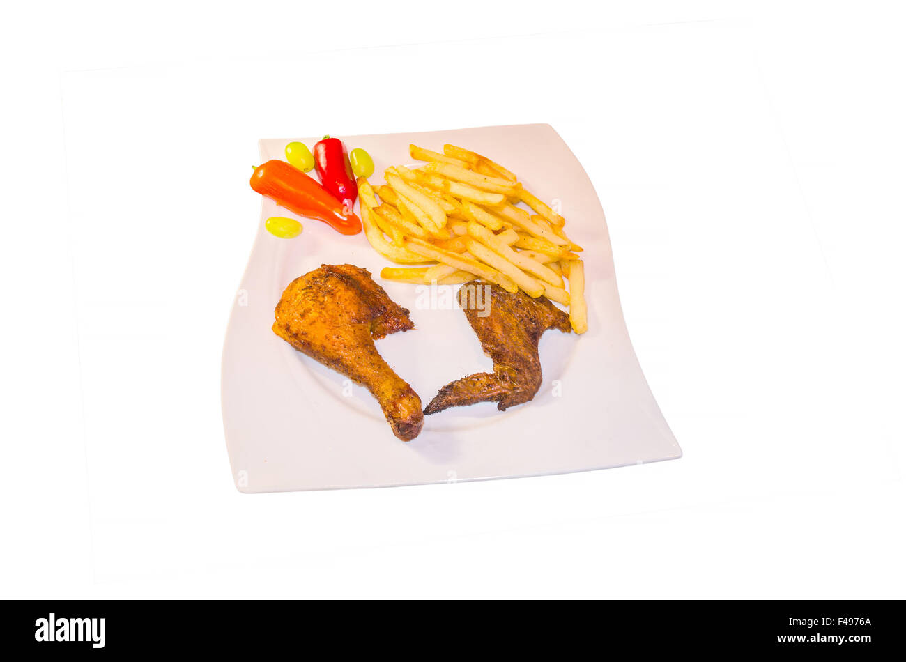 Half chicken french fries chips hi-res stock photography and images - Alamy