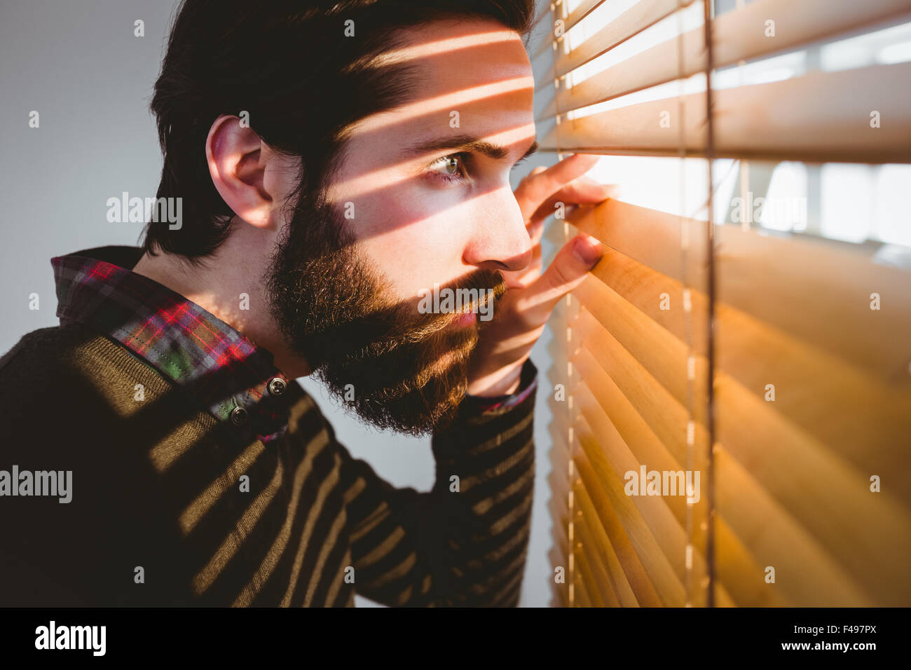 Peeking through blinds hi-res stock photography and images - Alamy