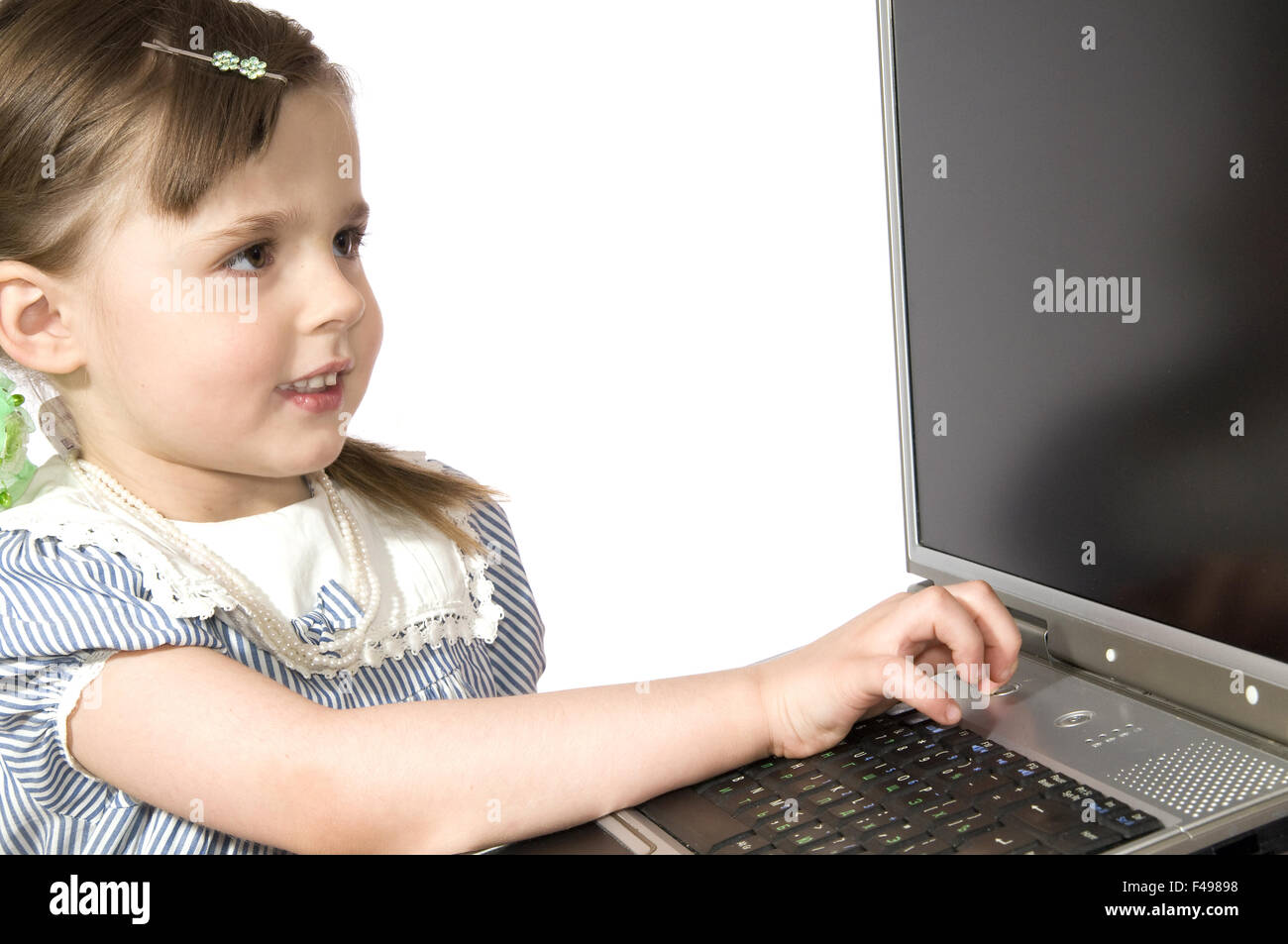 little girl with computer Stock Photo - Alamy