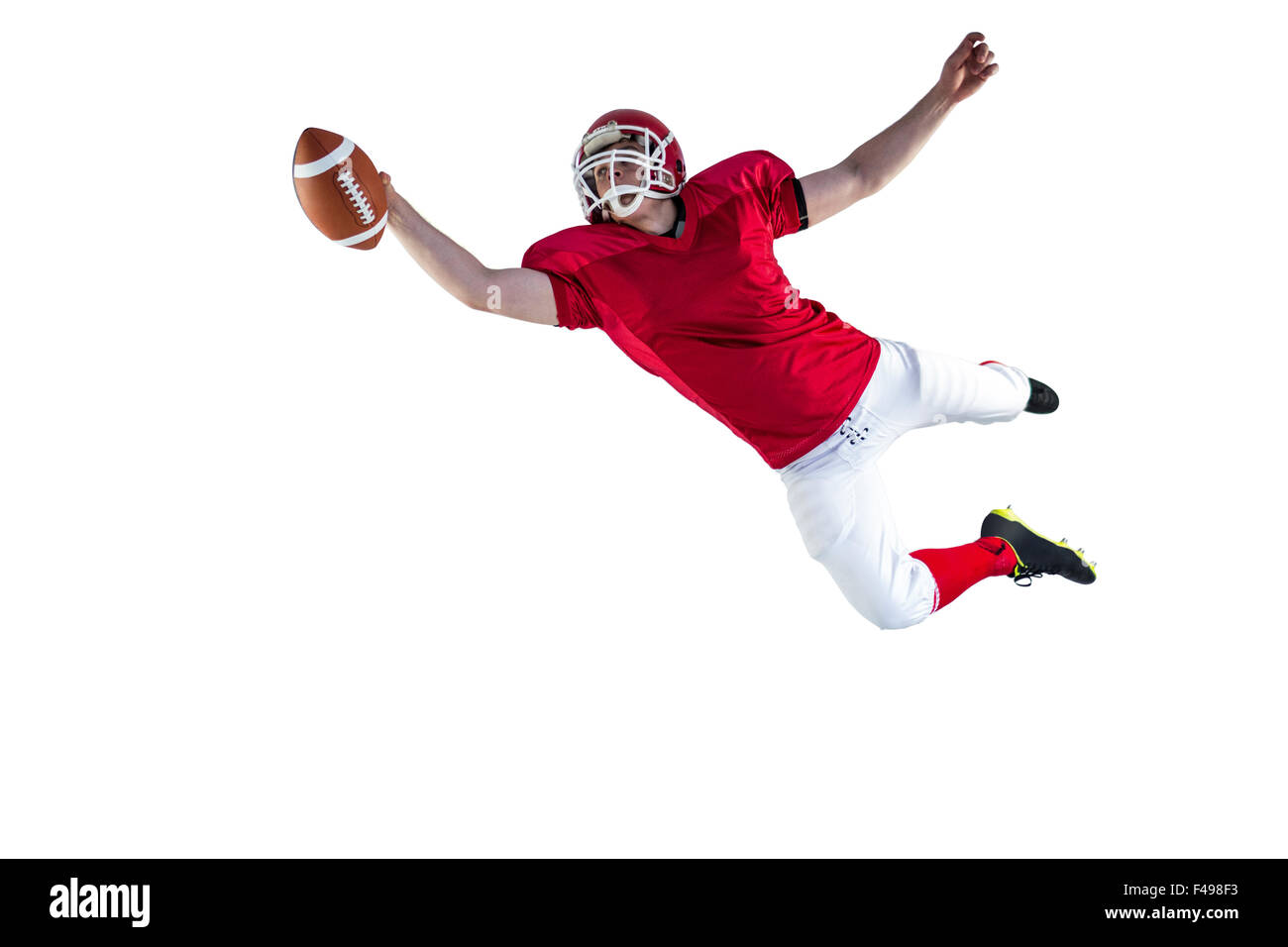 American football player scoring a touchdown Stock Photo - Alamy