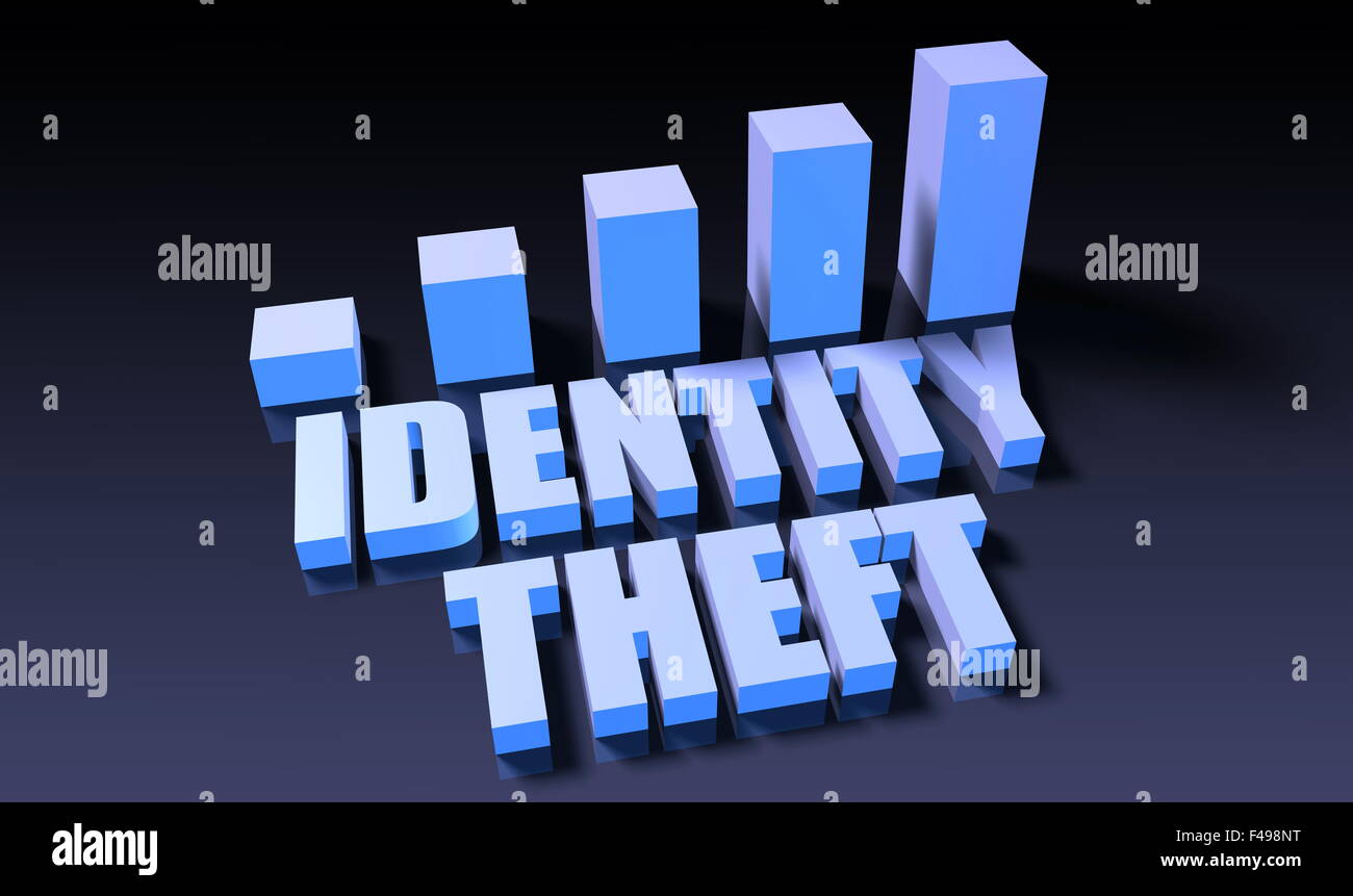 Identity theft graph chart in 3d on blue and black Stock Photo - Alamy