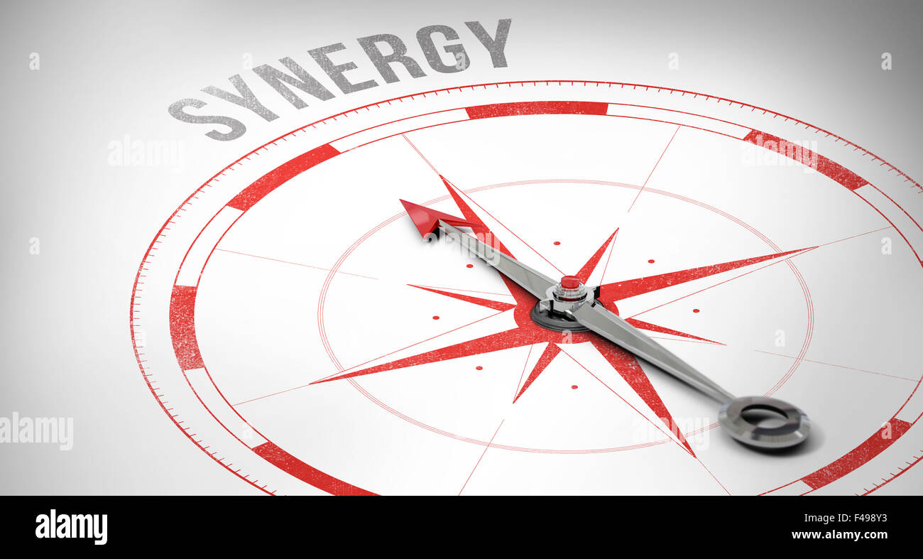 Synergy against compass Stock Photo - Alamy