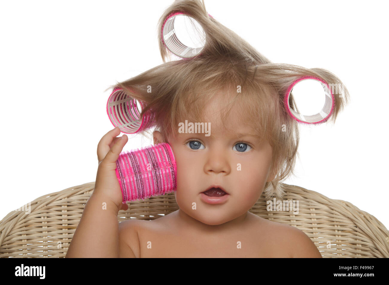 Little girl hair rollers hi-res stock photography and images - Alamy