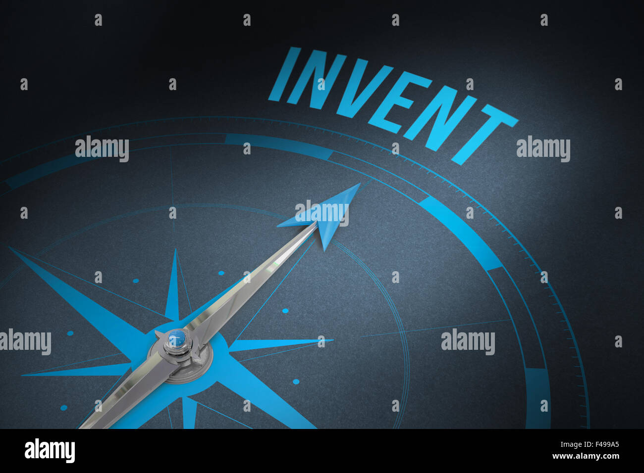 Invent against grey compass arrow Stock Photo - Alamy