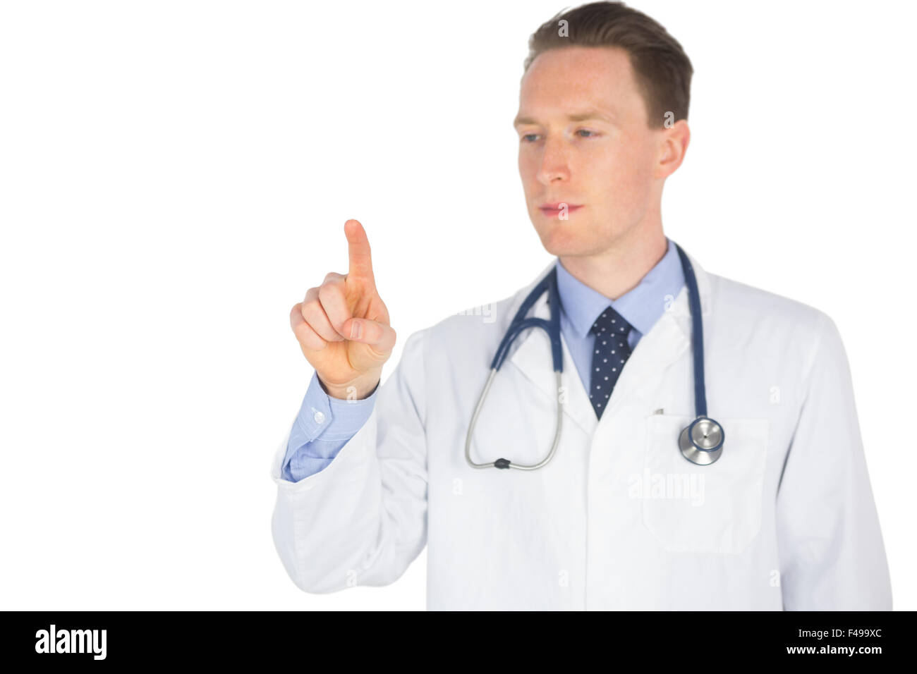 Serious doctor writing with fingers Stock Photo - Alamy