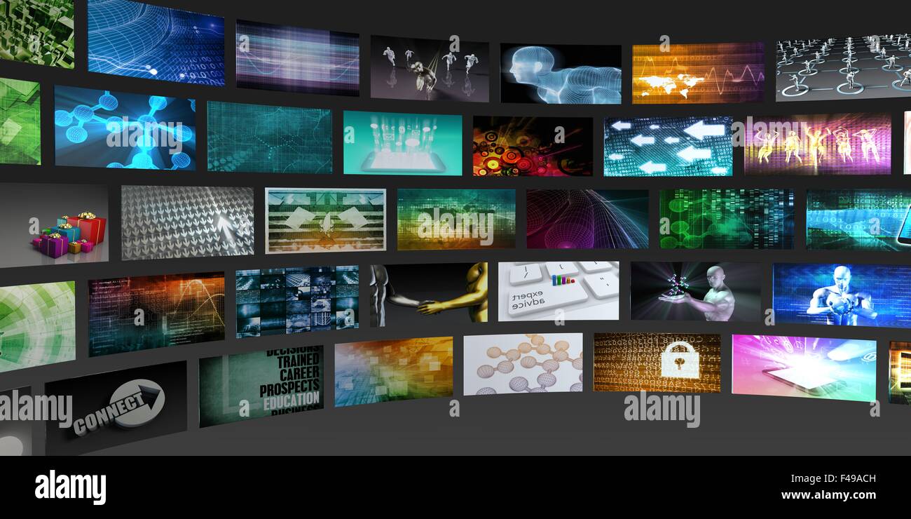 Media Technologies Concept as a Video Wall Background Stock Photo - Alamy