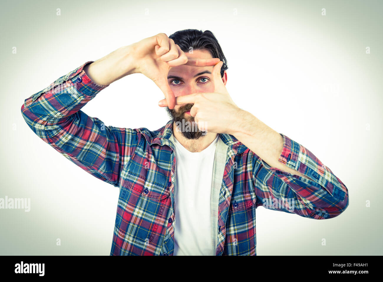 Handsome hipster framing with hands Stock Photo - Alamy