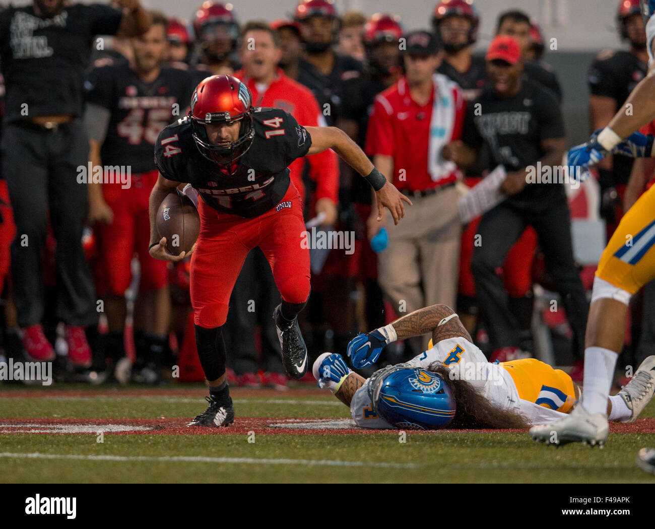 Las Vegas, NV, USA. 10th Oct, 2015. UNLV quarterback (14) Kurt ...