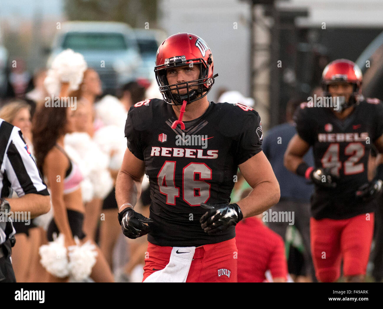 Las Vegas, NV, USA. 10th Oct, 2015. UNLV tight end (46) Jake Phillips ...