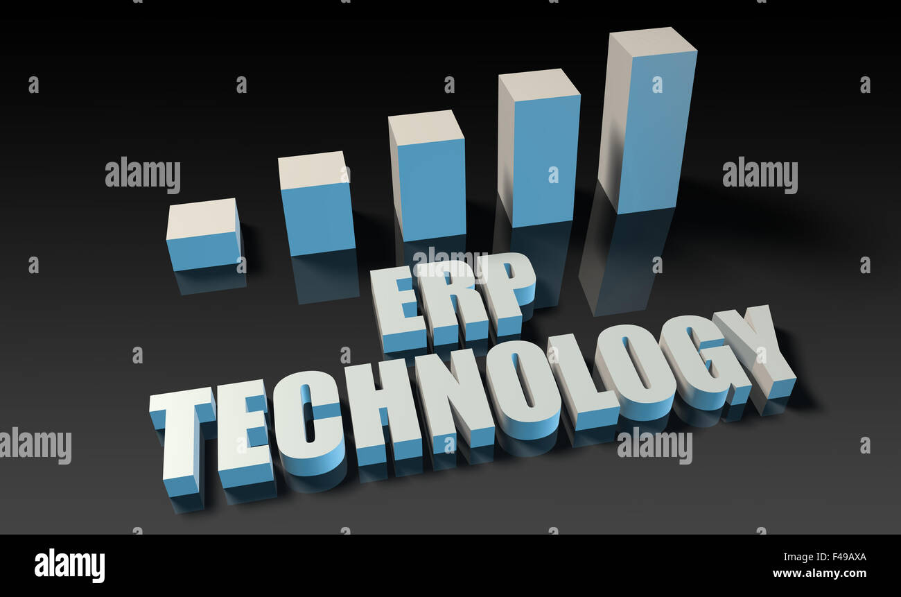 Erp technology graph chart in 3d on blue and black Stock Photo - Alamy