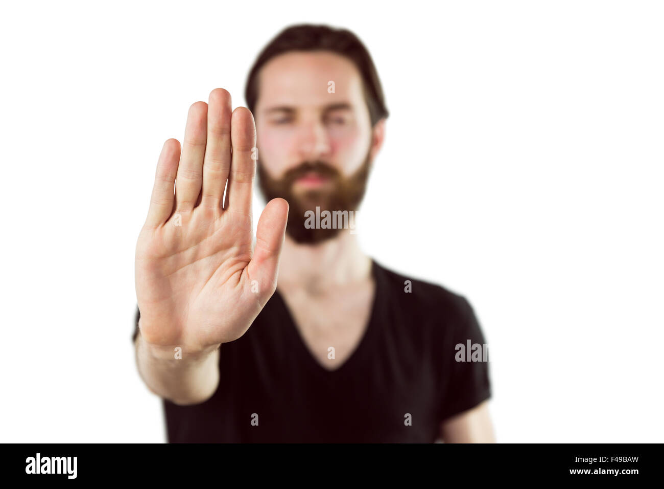 Man holding out hand stop hi-res stock photography and images - Alamy