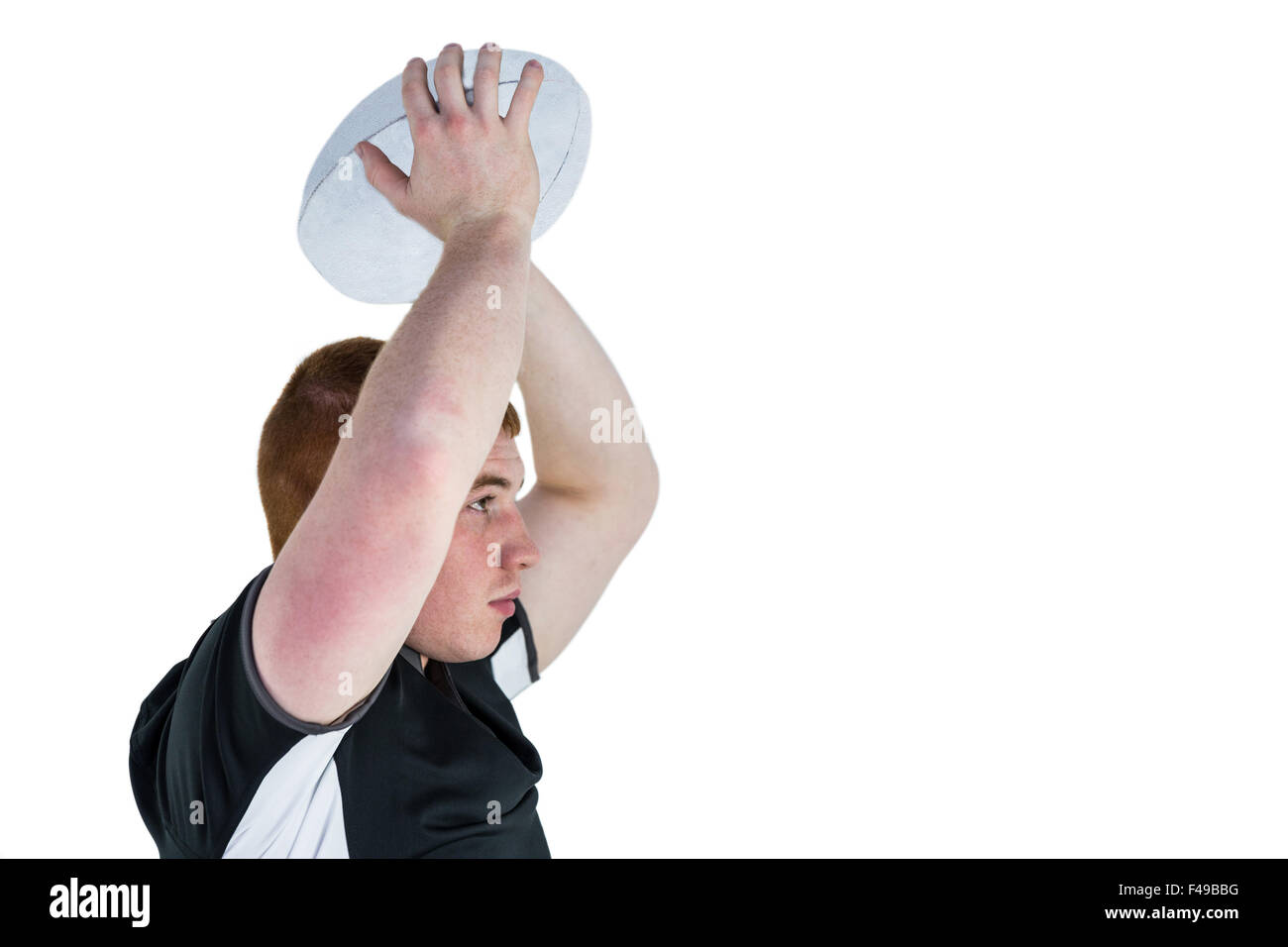 Rugby player about to throw a rugby ball Stock Photo - Alamy