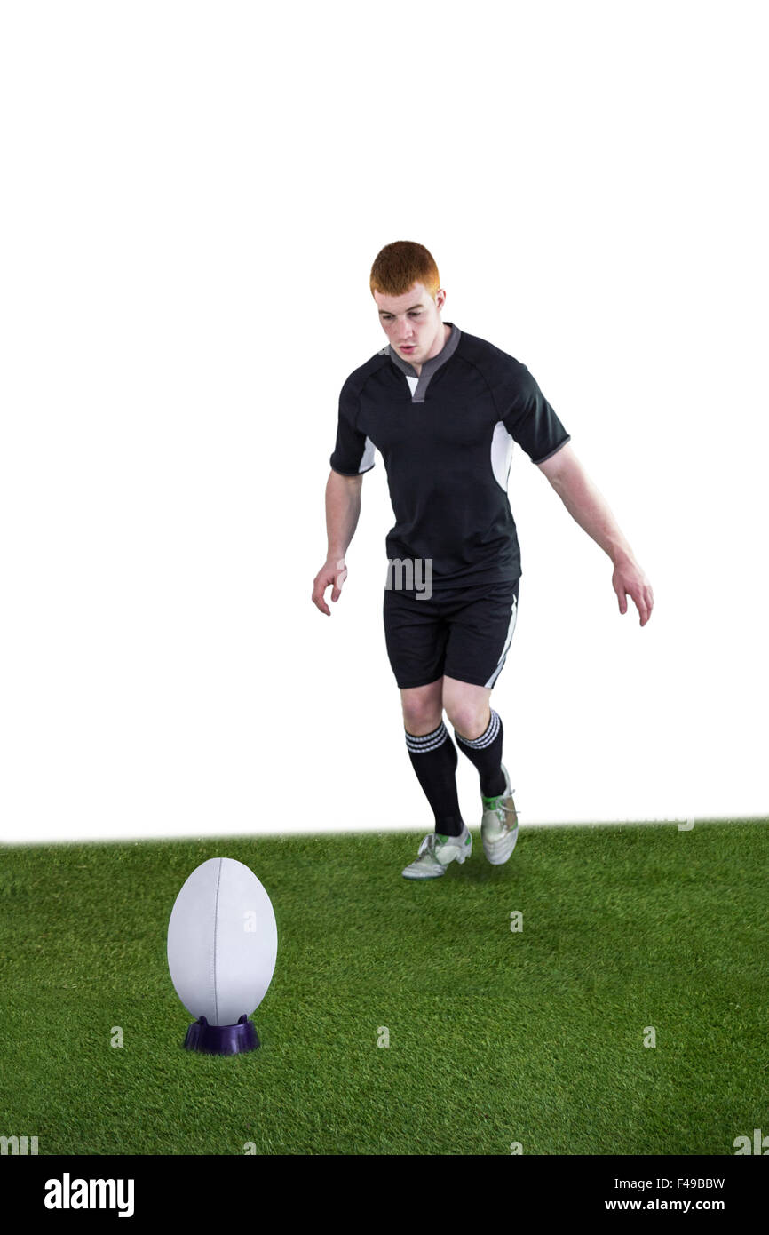 Rugby player drop kicking ball hi-res stock photography and images - Alamy