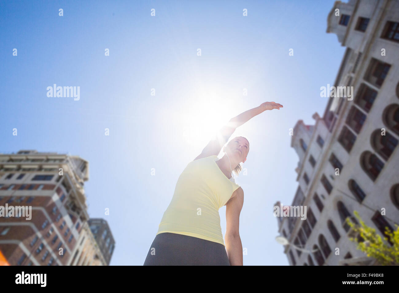 A beautiful woman stretching her arms Stock Photo - Alamy