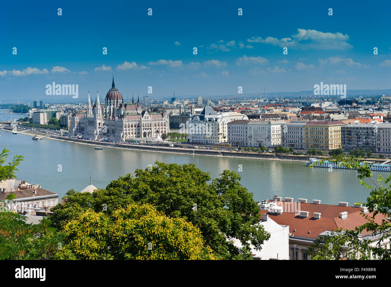 A panoramic view of the City of Budapest from the Royal Palace, Hungary ...