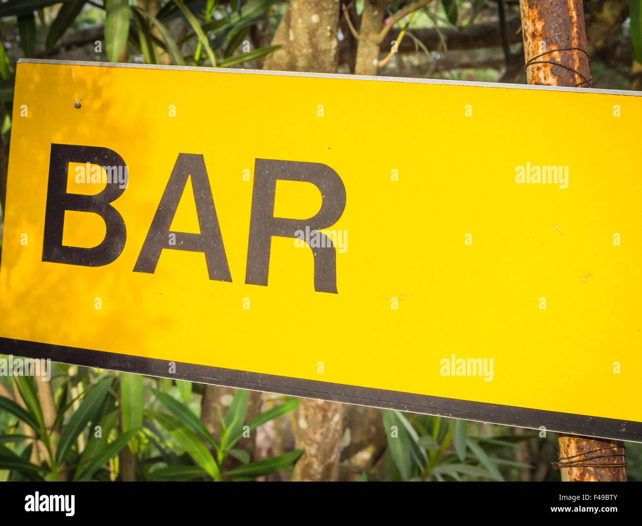 Yellow signboard bar sign indicate hi-res stock photography and images ...
