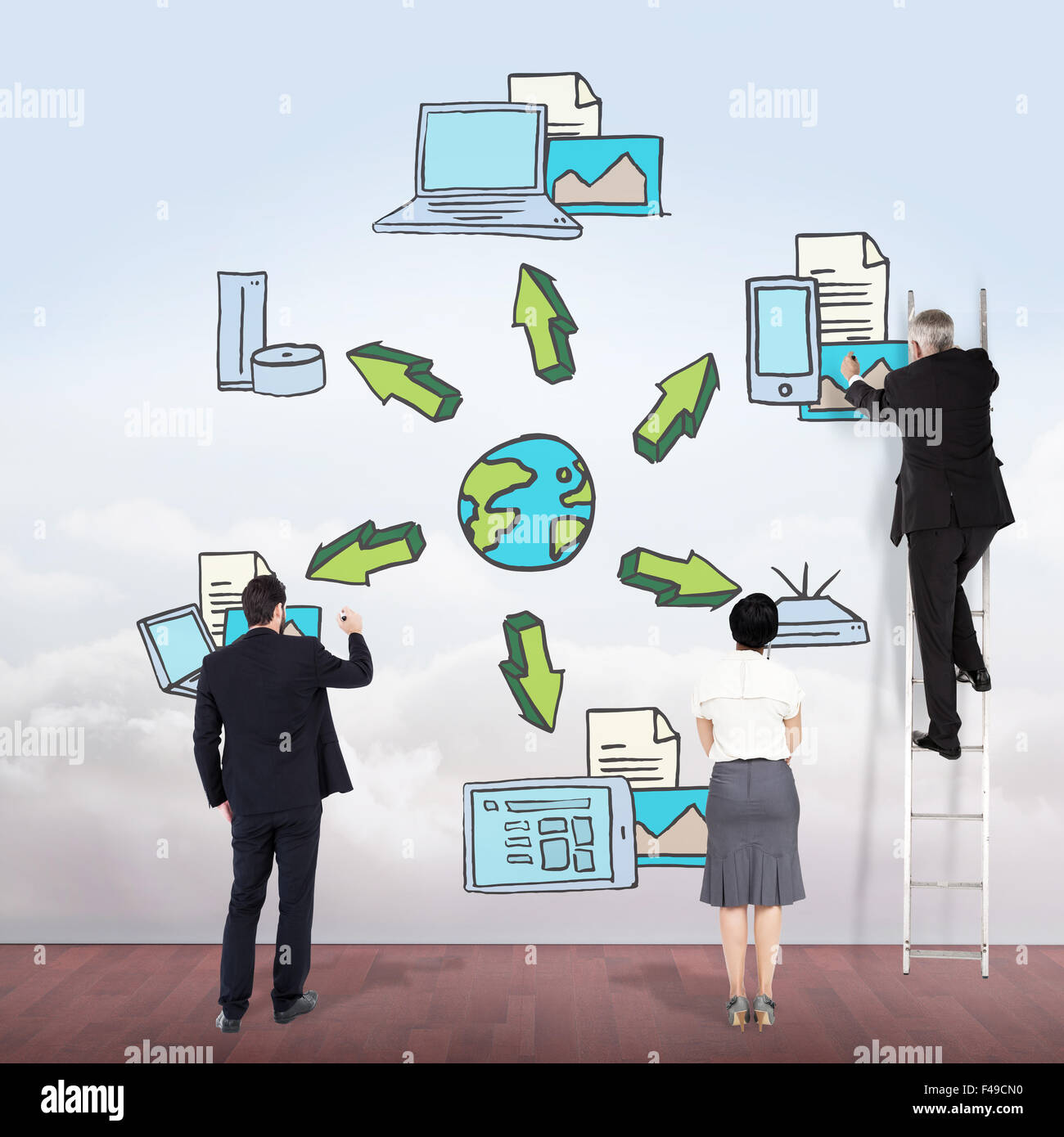 Composite image of business team writing Stock Photo - Alamy