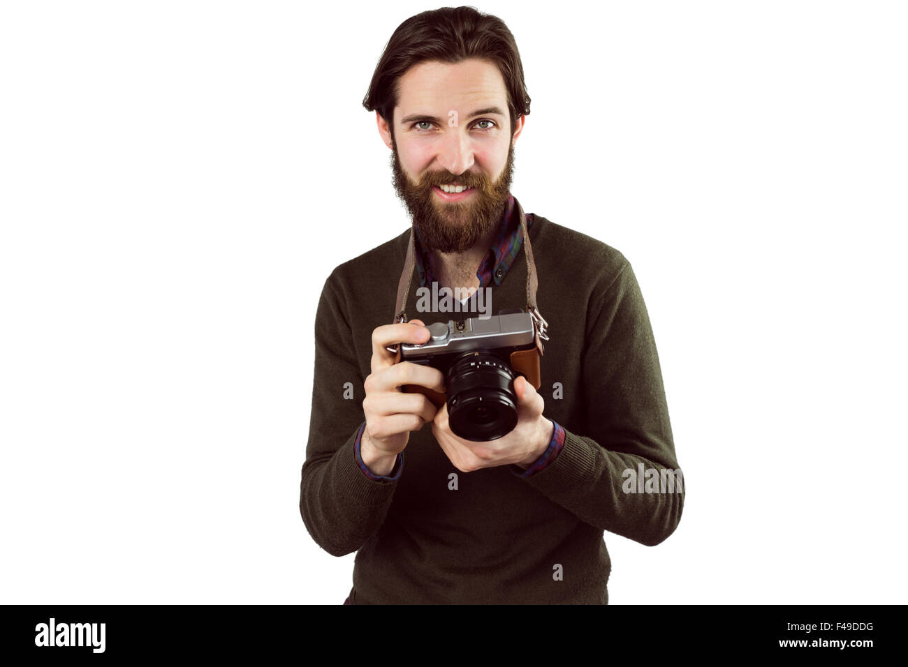 Hipster using his vintage camera Stock Photo - Alamy