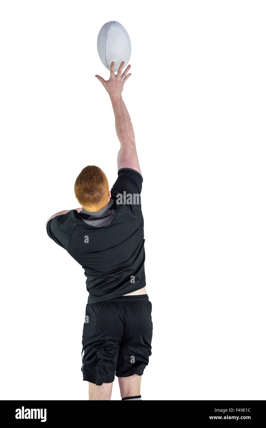 Rugby player catching a rugby ball Stock Photo - Alamy