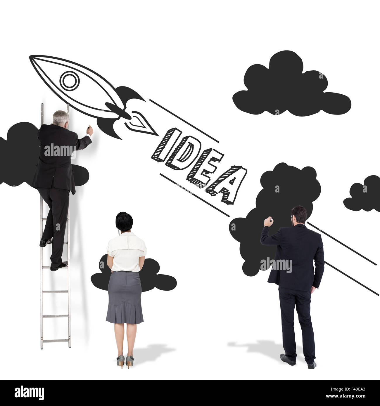 Composite image of business team writing Stock Photo - Alamy