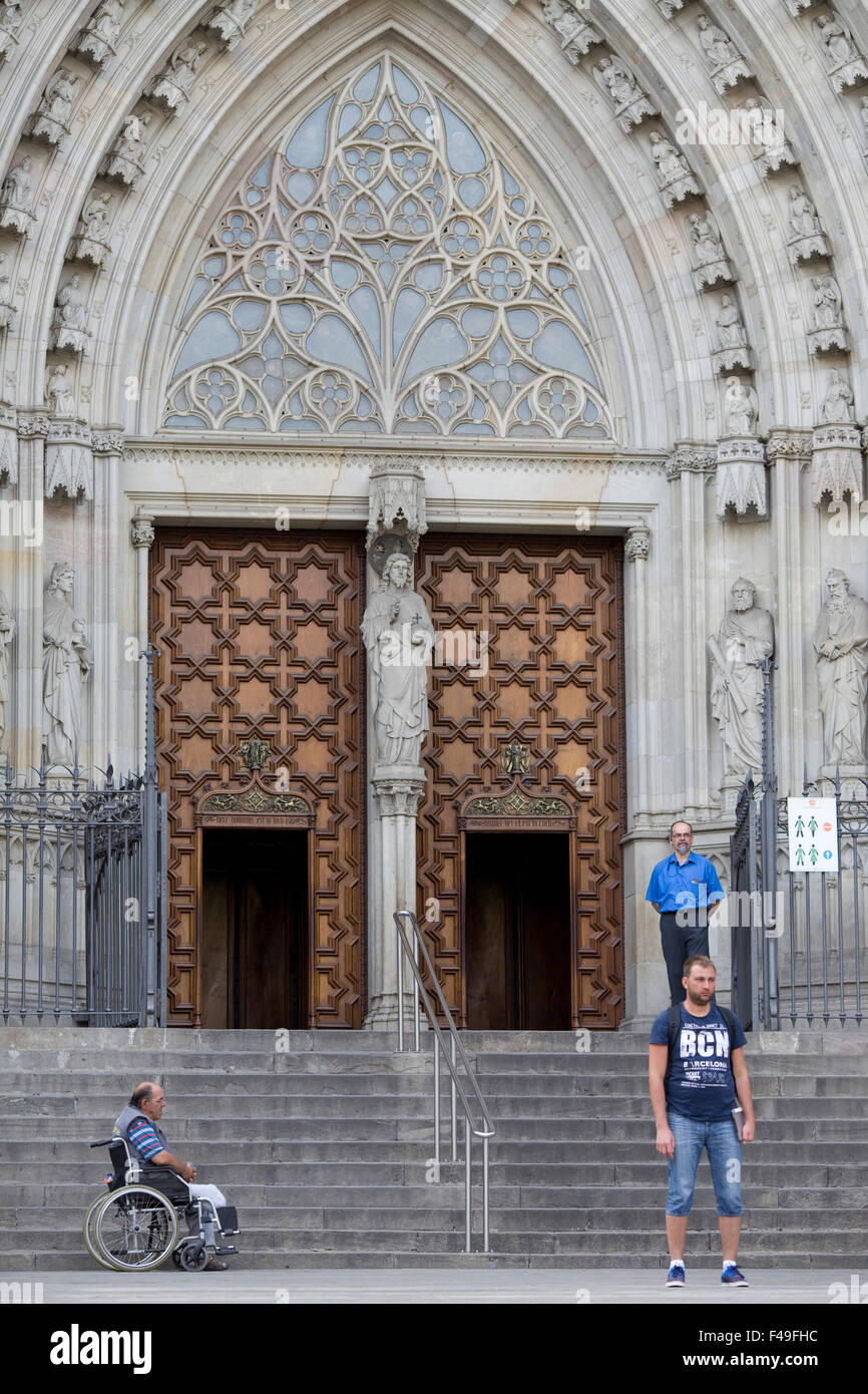 exterior of the St. Mary of the Pine Tree church in Barcelona Spain ...