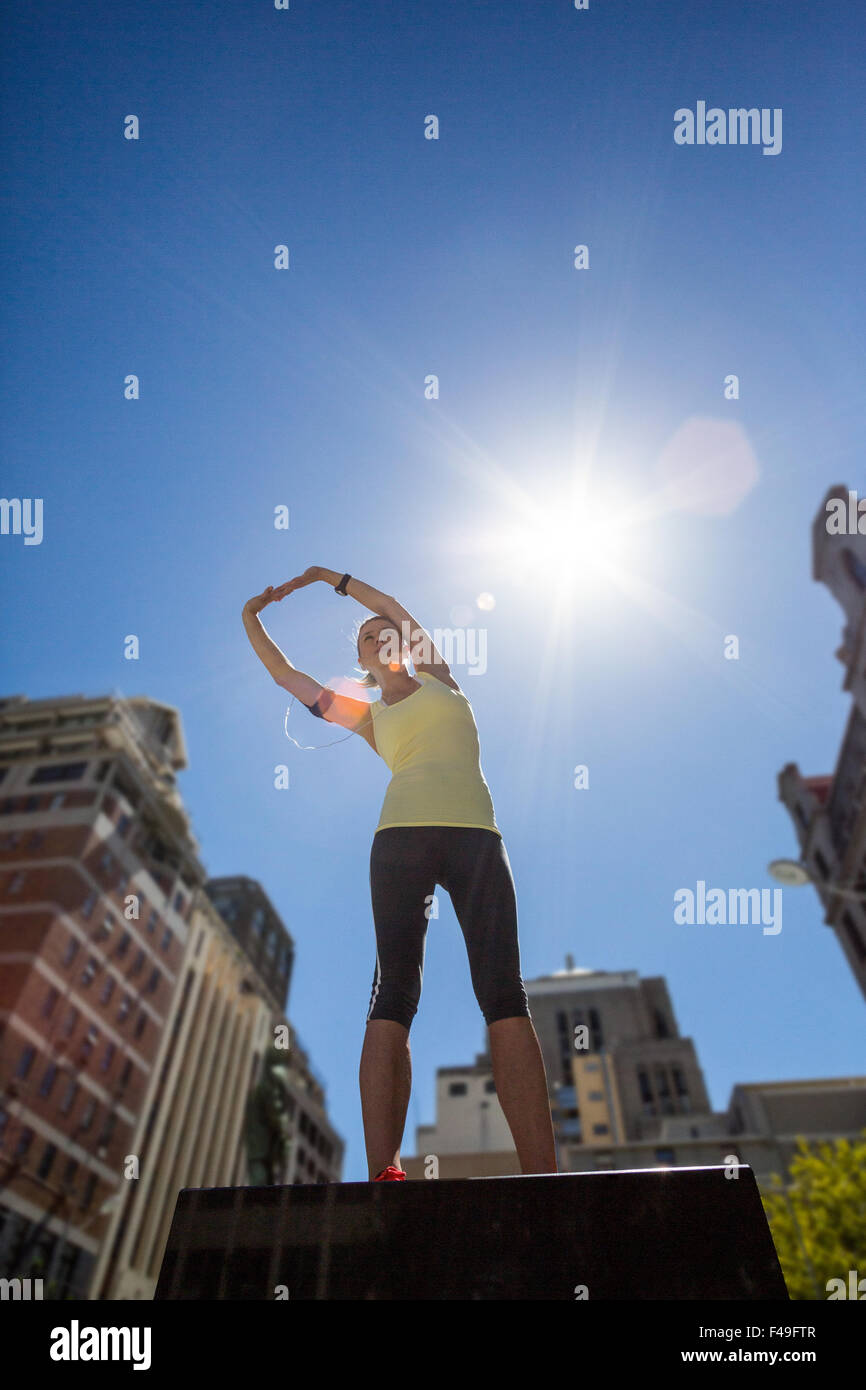A beautiful woman stretching her arms Stock Photo - Alamy