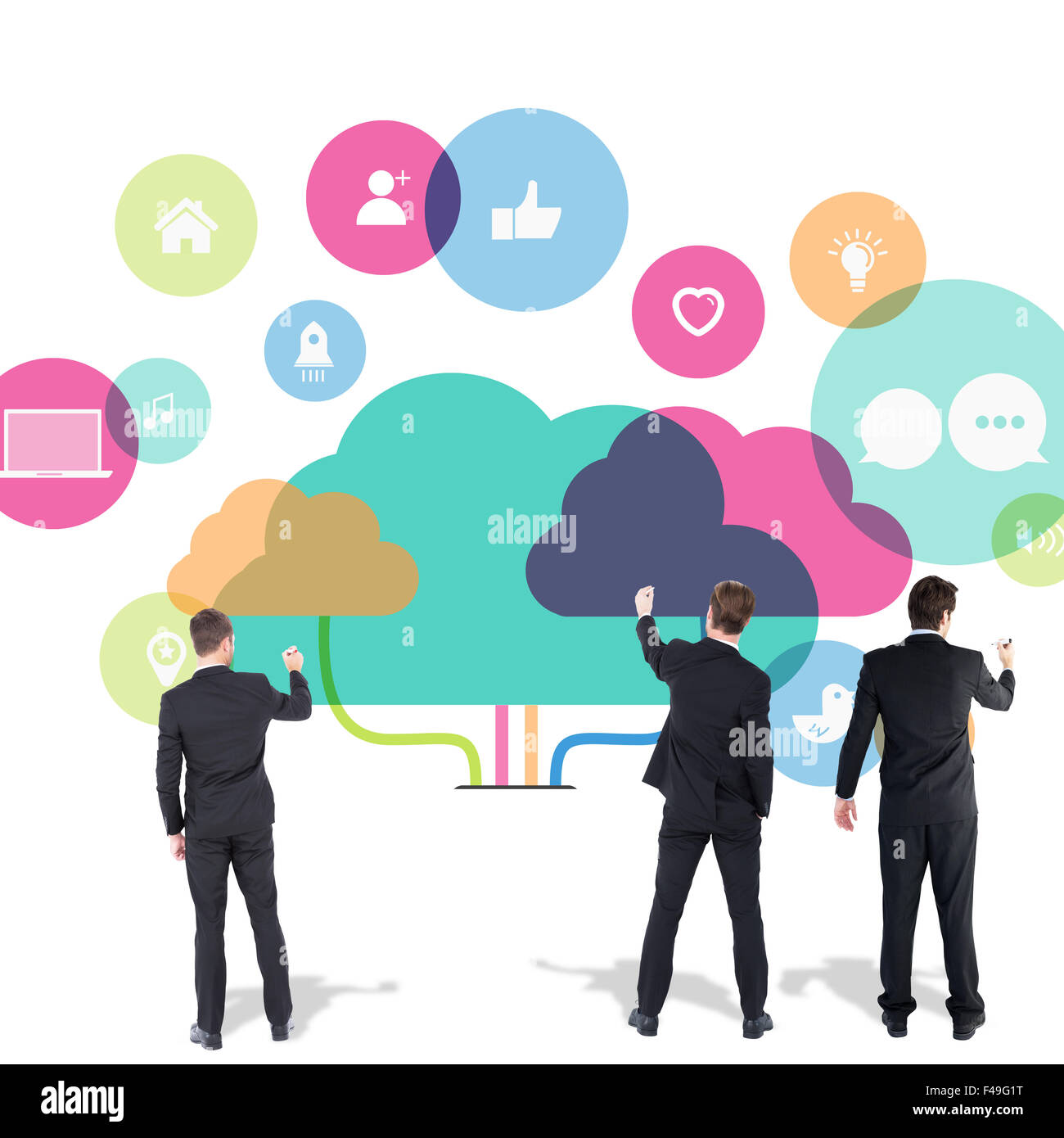 Composite image of business team writing Stock Photo - Alamy