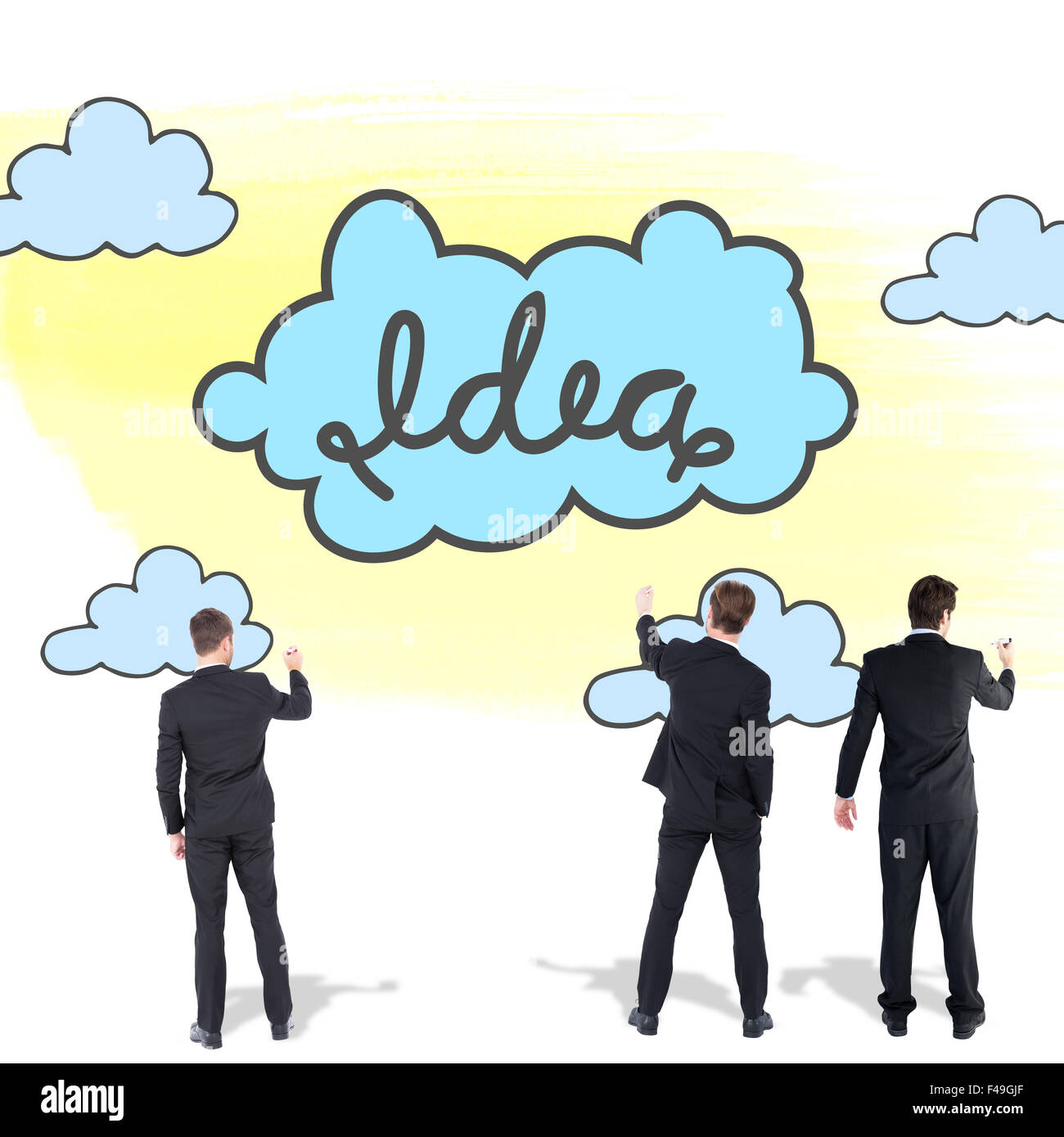 Composite image of business team writing Stock Photo - Alamy