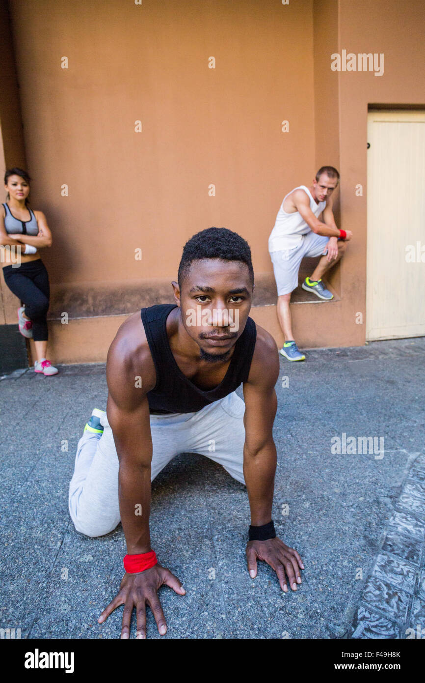 Group of people doing parkour in the city Stock Photo - Alamy