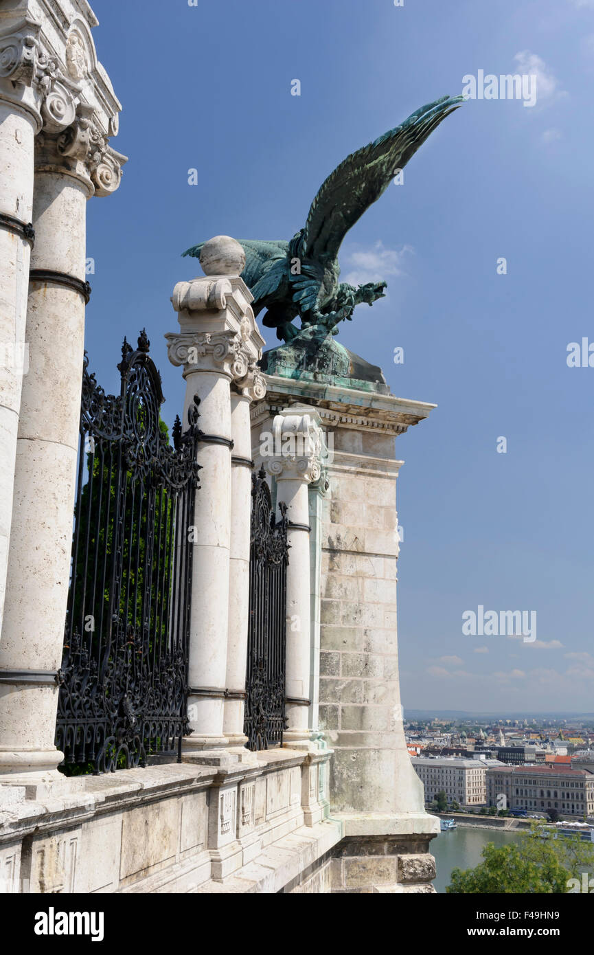 An eagle sculpture on the wall of the Royal Palace on Castle Hill ...