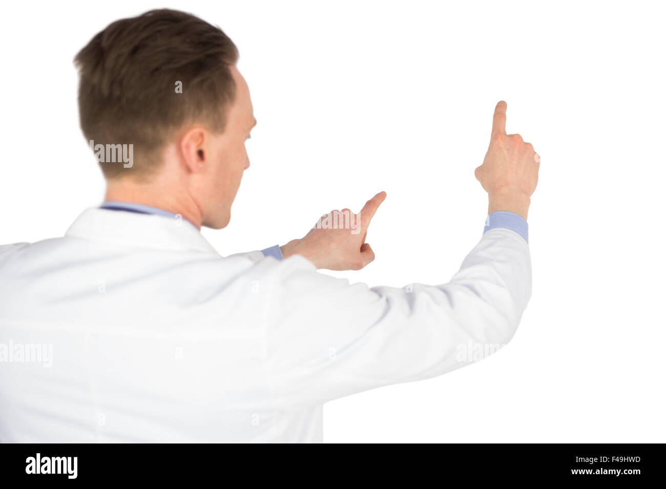 Back view of a doctor writing with fingers Stock Photo - Alamy