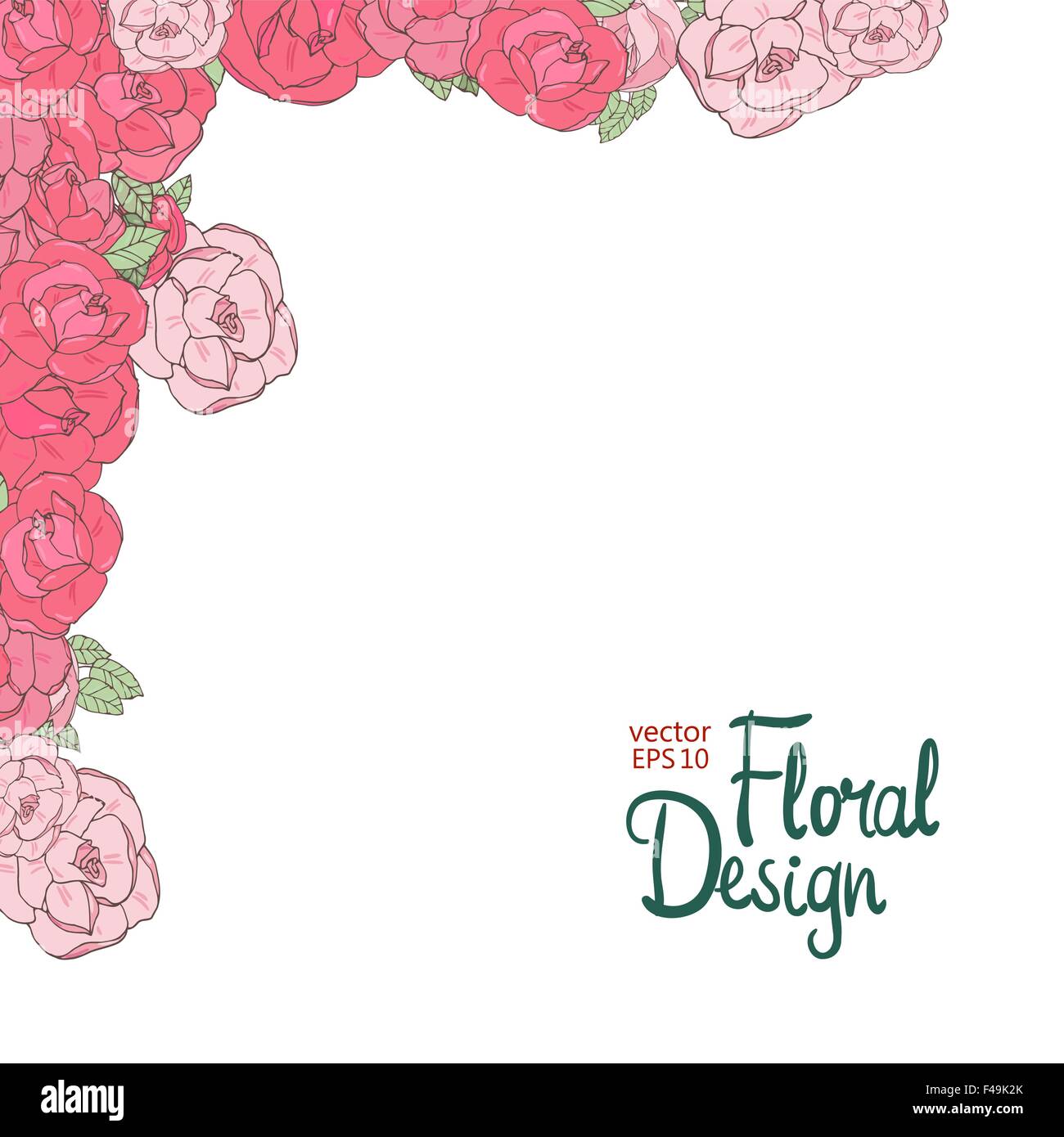 Vintage wedding border with pink roses Stock Vector Image & Art - Alamy