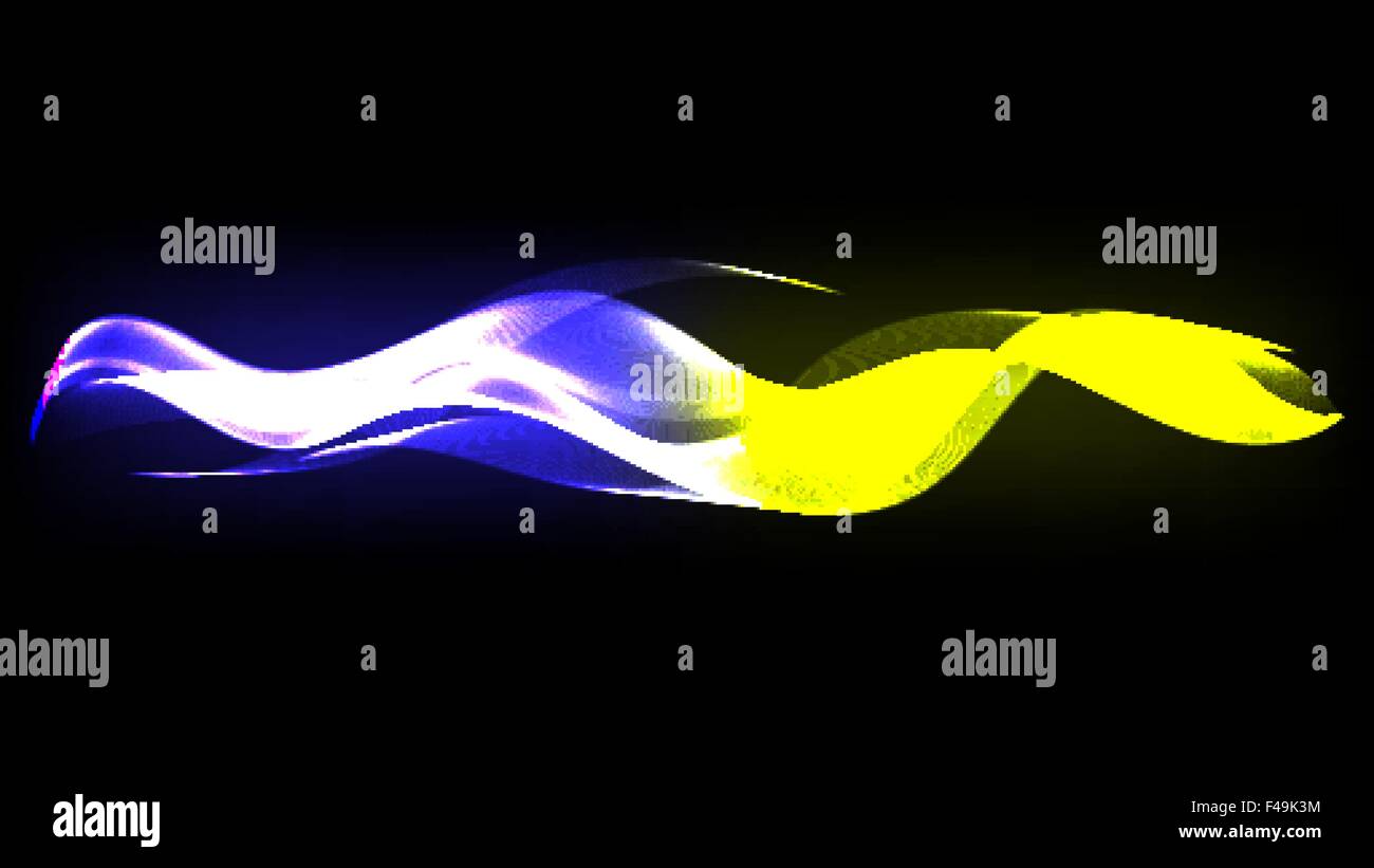 Abstract Vector Blue and Yellow Energy Lines on Dark Background Stock ...
