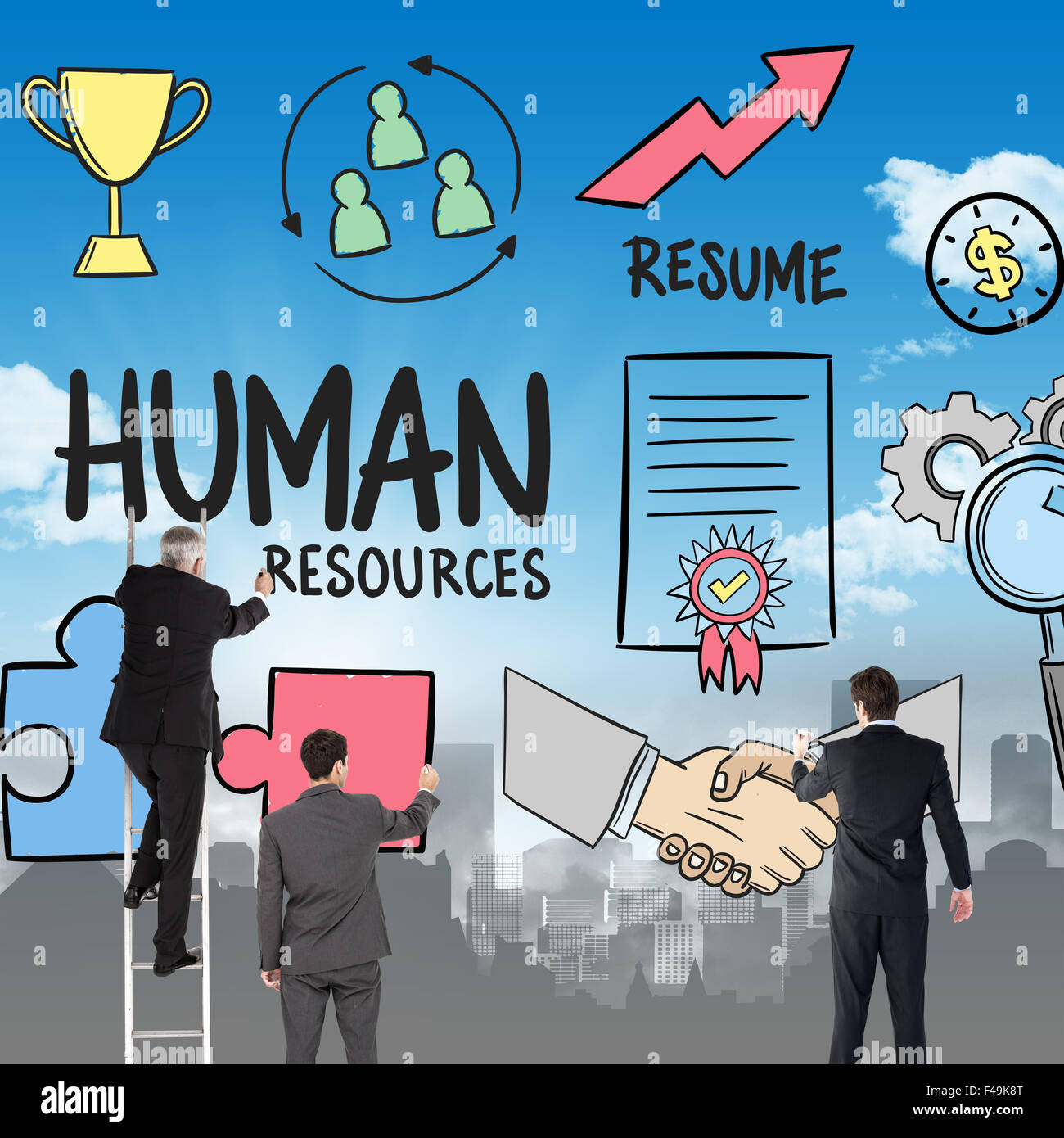 Composite image of business team writing Stock Photo - Alamy