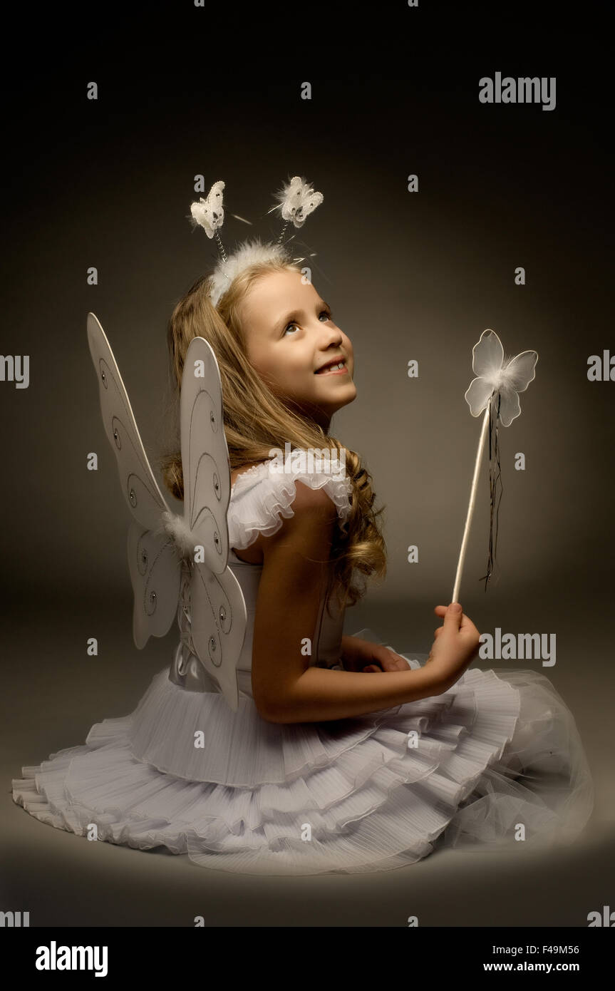 Child girl angel wings magic hi-res stock photography and images - Alamy