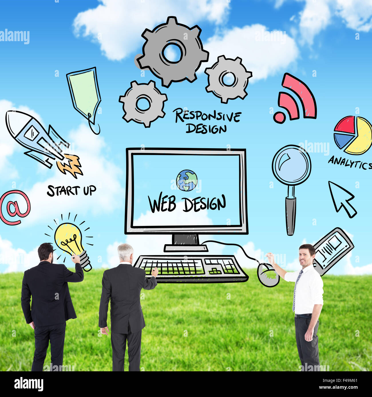 Composite image of business team writing Stock Photo - Alamy