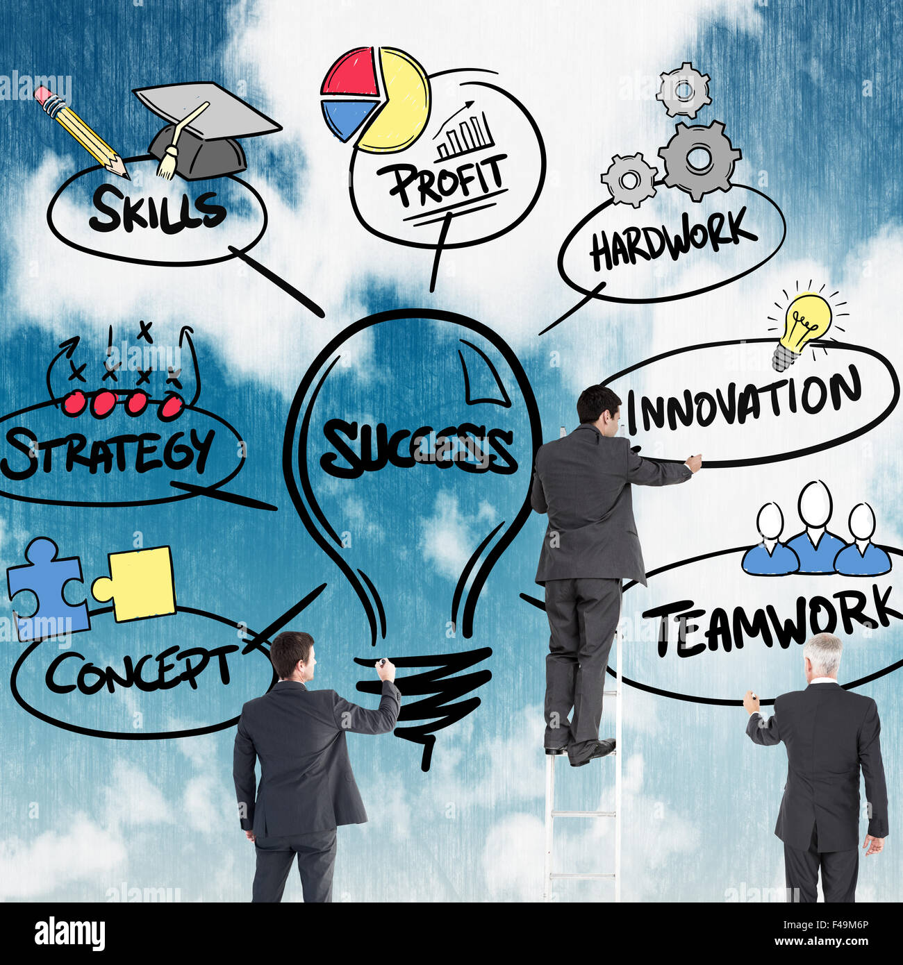 Composite image of business team writing Stock Photo - Alamy