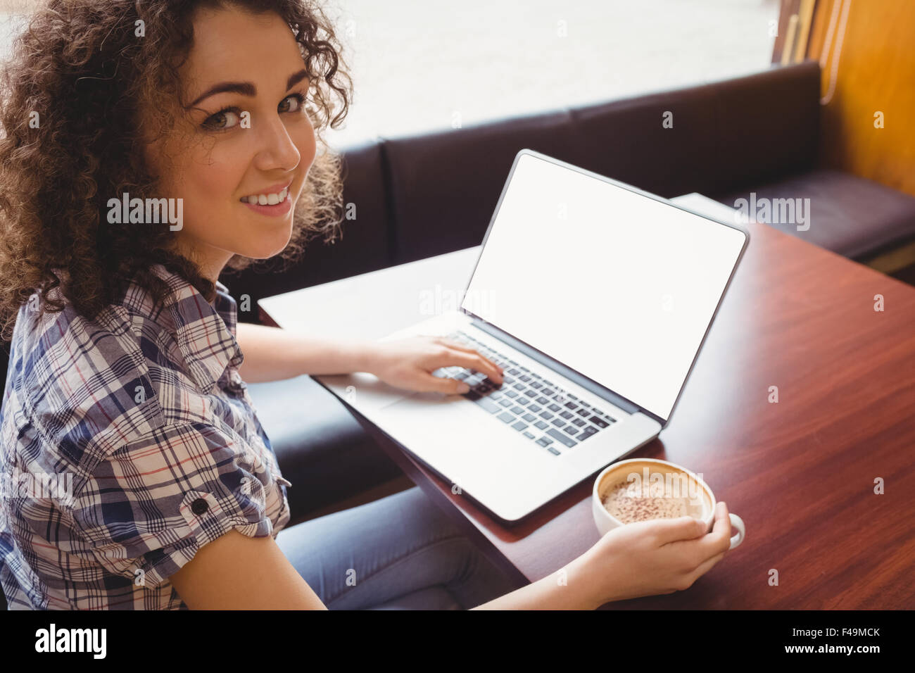 Cute girl student holding laptop hi-res stock photography and images ...